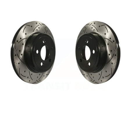 Rear Coated Drilled Slotted Disc Brake Rotors Pair For Dodge Charger ...