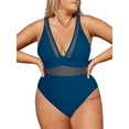 Zenbriele Womens Plus Size One Piece V Neck Swimsuit Mesh Bathing Suits