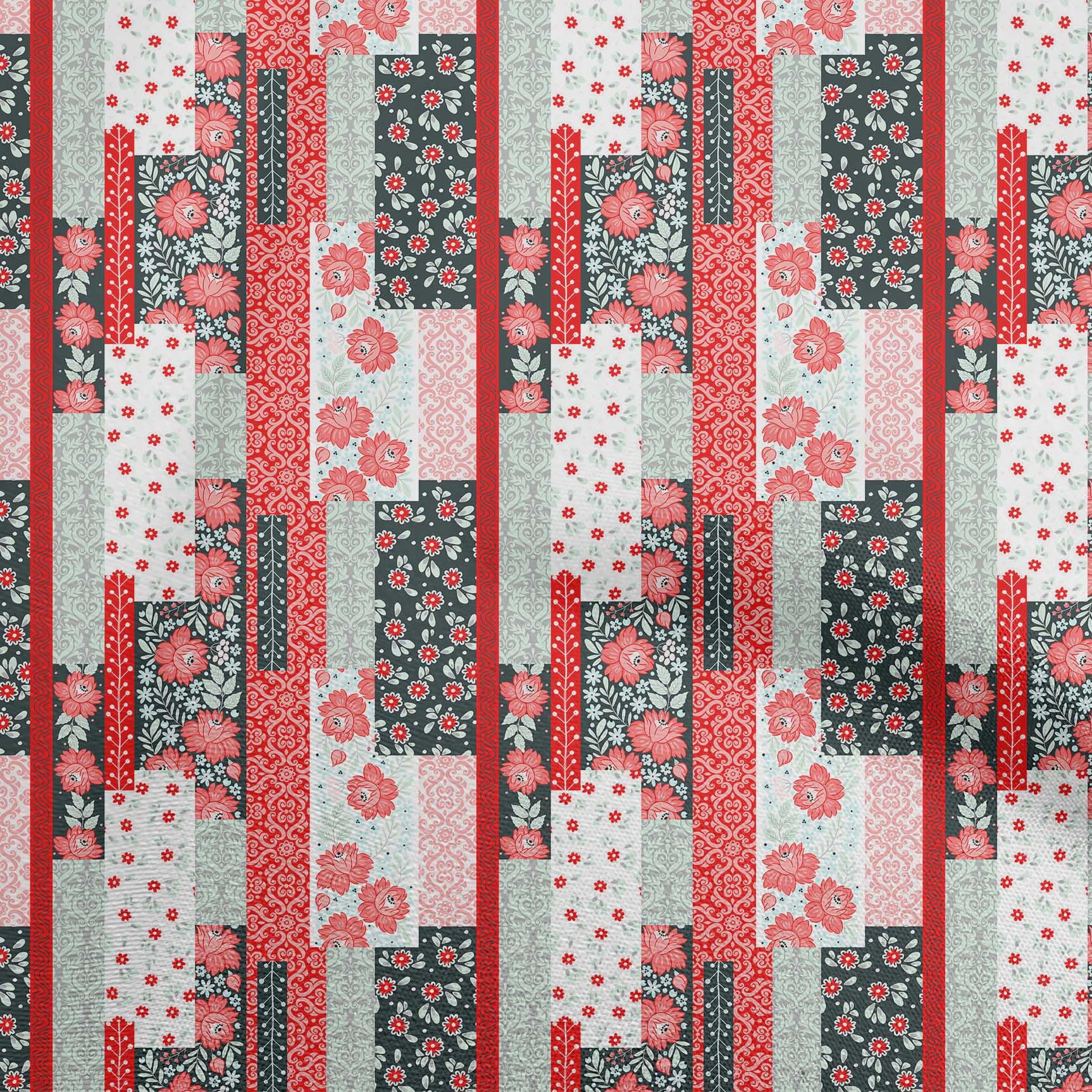 oneOone Silk Tabby Light Red Fabric Floral Sewing Craft Projects Fabric ...