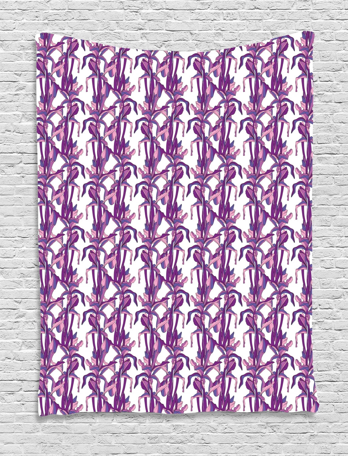 Floral Tapestry, Close up Scene of Botanical Leaves in Pink and Purple ...