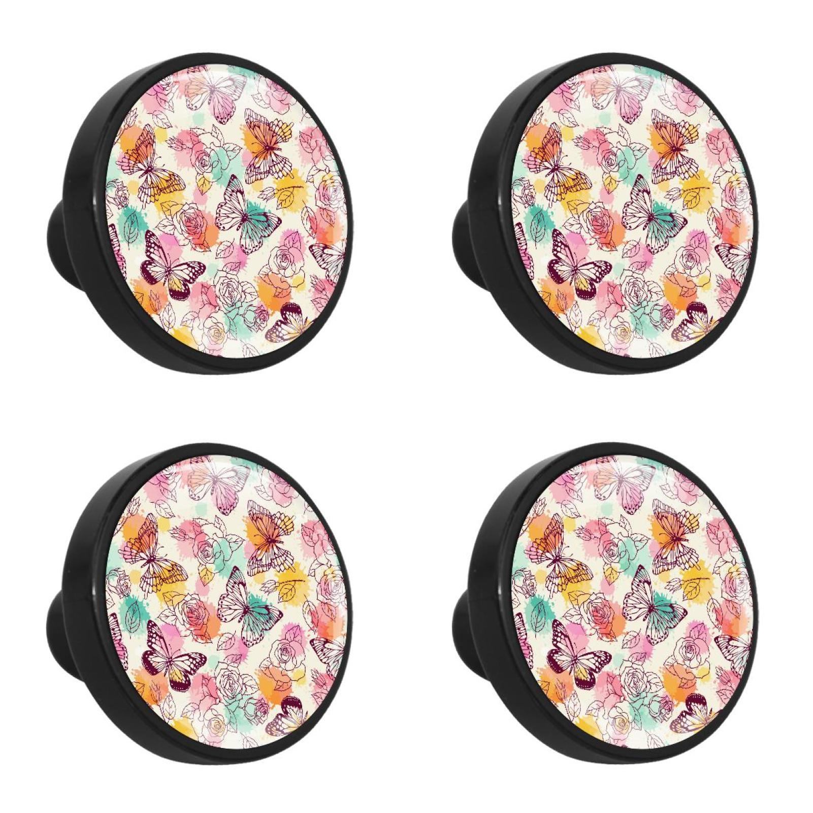 4 Pcs Butterfly Knobs for Kitchen Cabinet Cupboard Dresser Bookcase Drawer Pulls Handles Round ...