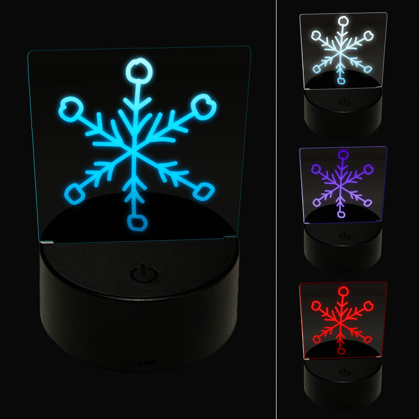 Snowflake Sketch Winter LED Night Light Sign 3D Illusion Desk ...
