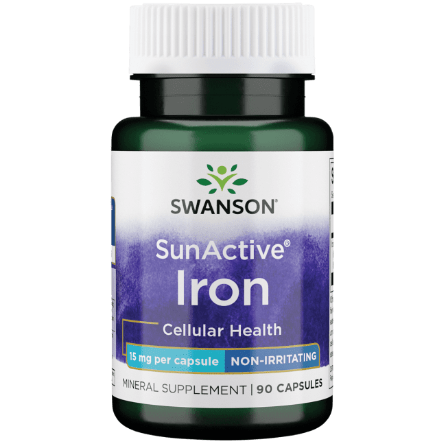 Swanson Sunactive Non-Irritating Iron 15 mg 90 Capsules. - Walmart.com ...