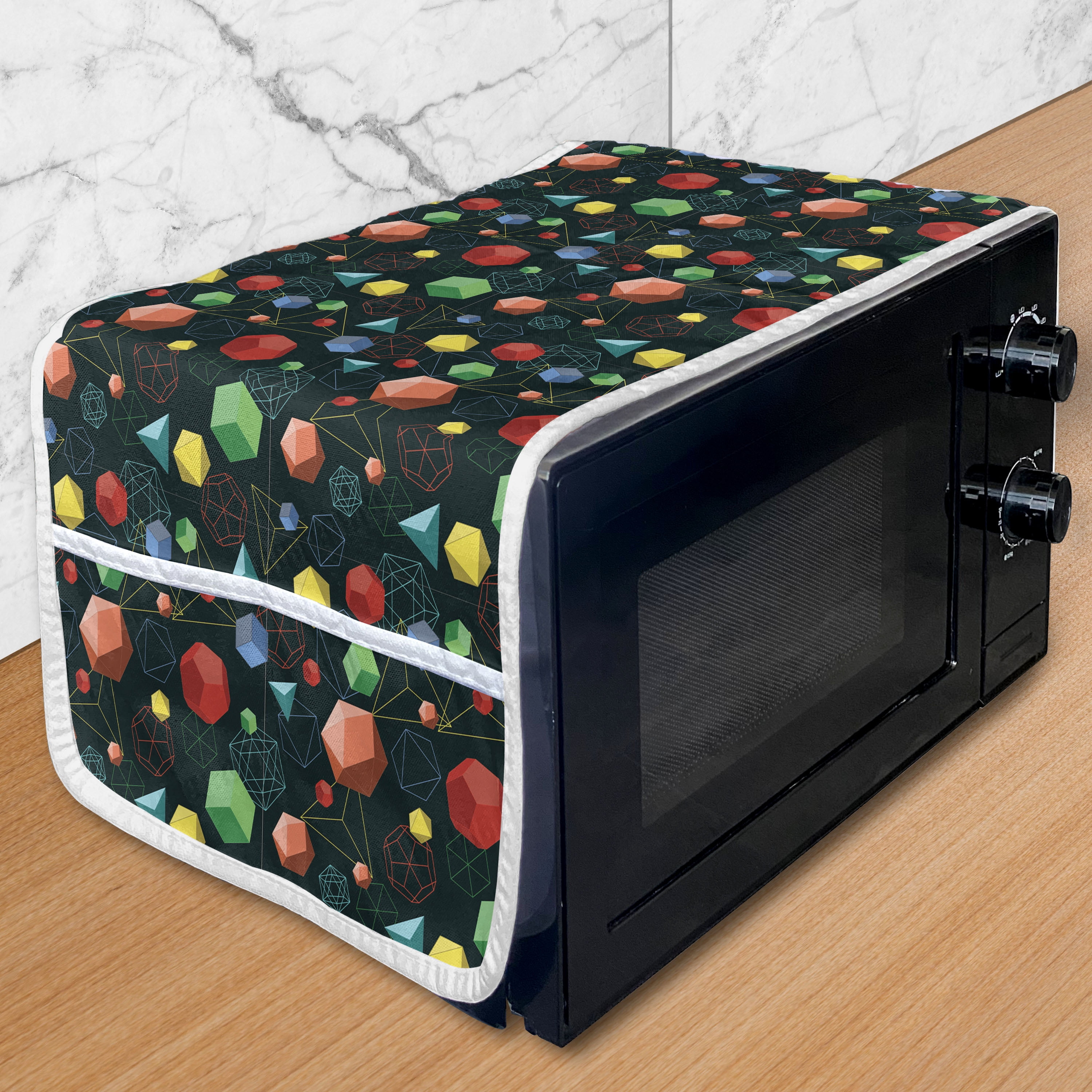 Geometric Microwave Oven Cover, Geometric 3D Styled Shapes in Vivid ...