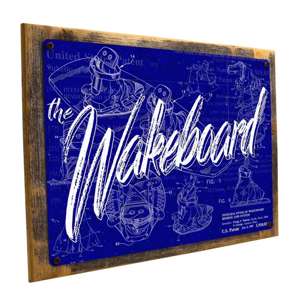 Framed, Outdoor Blueprint Wakeboard Patent Illustration 9"x12" Metal ...