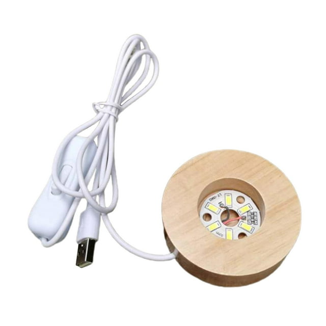 Wood Round LED Acrylic Display Lamp for Crystals 70mm White Light ...
