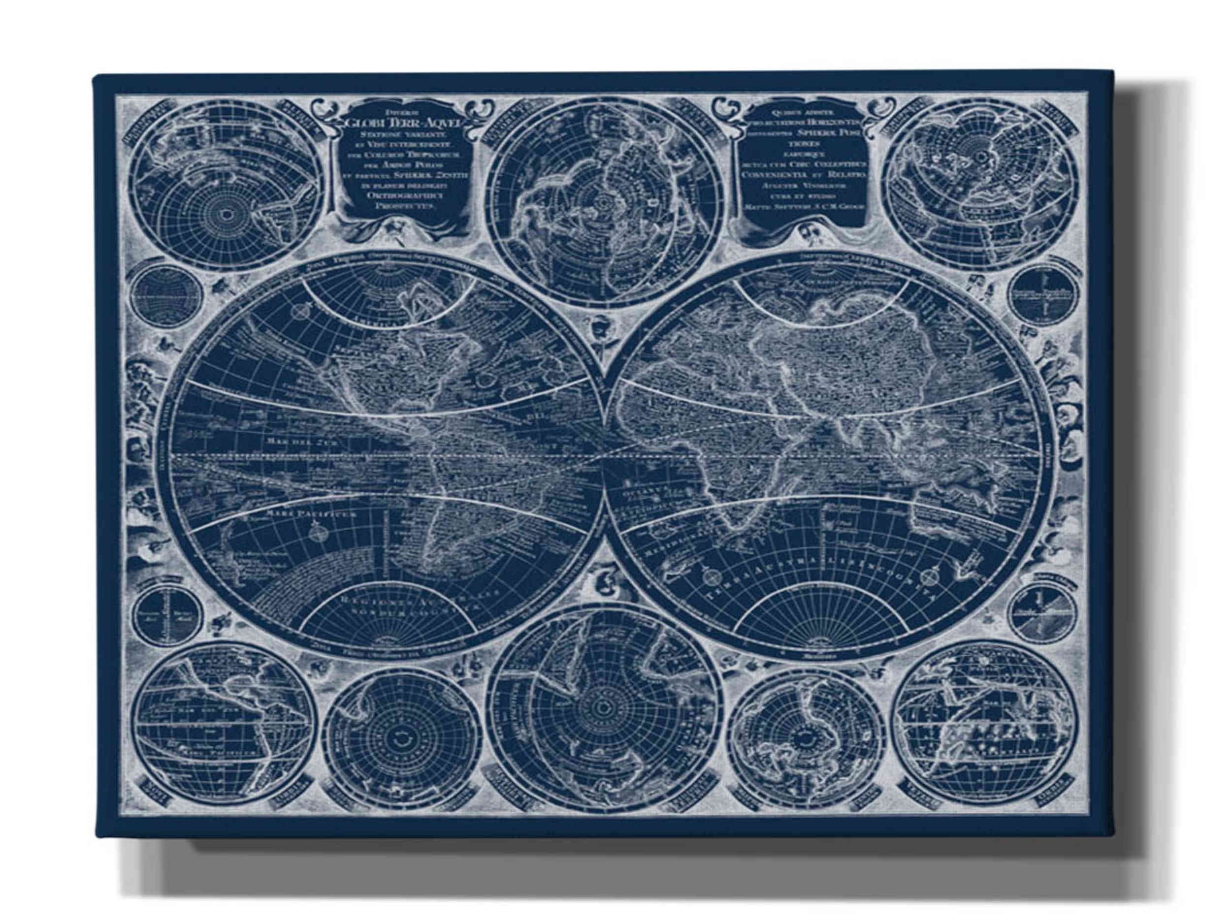 Epic Graffiti 'World Globes Blueprint' by Vision Studio Canvas Wall Art ...