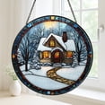 Decorative Glass House Window Accent, Whimsical Winter Style Hanging ...