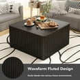 Fluted Square Coffee Table with Storage Large Wood Center Table with ...