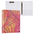Bright Orange Pinkish Palm Leaves Round Ring Binder 3 Rings 1.5 ...