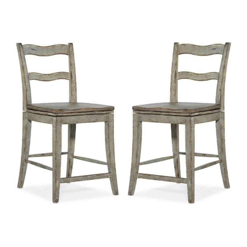 Home Square Dining Room La Riva Ladder Back Swivel Counter Stool - Set ...