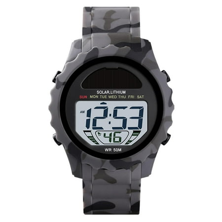 Fashion Men's Digital Watch Multifunctional Solar Assisted Powered ...