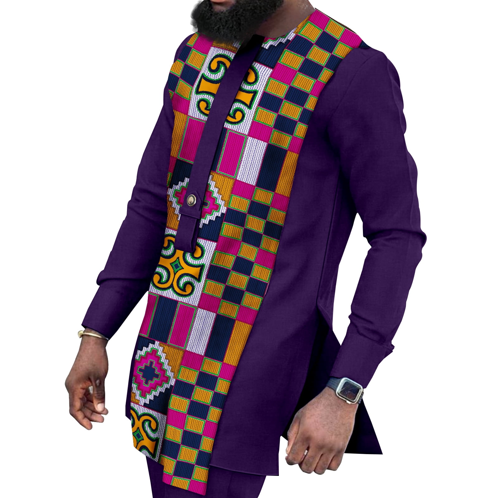 African Suits for Men 2 Piece Set Dashiki Outfit Slim Fit Long Sleeve ...