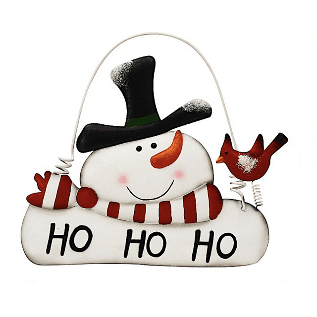 Snowman Ho Ho Ho Sign W Red Cardinal Metal Christmas Holiday Decoration ...