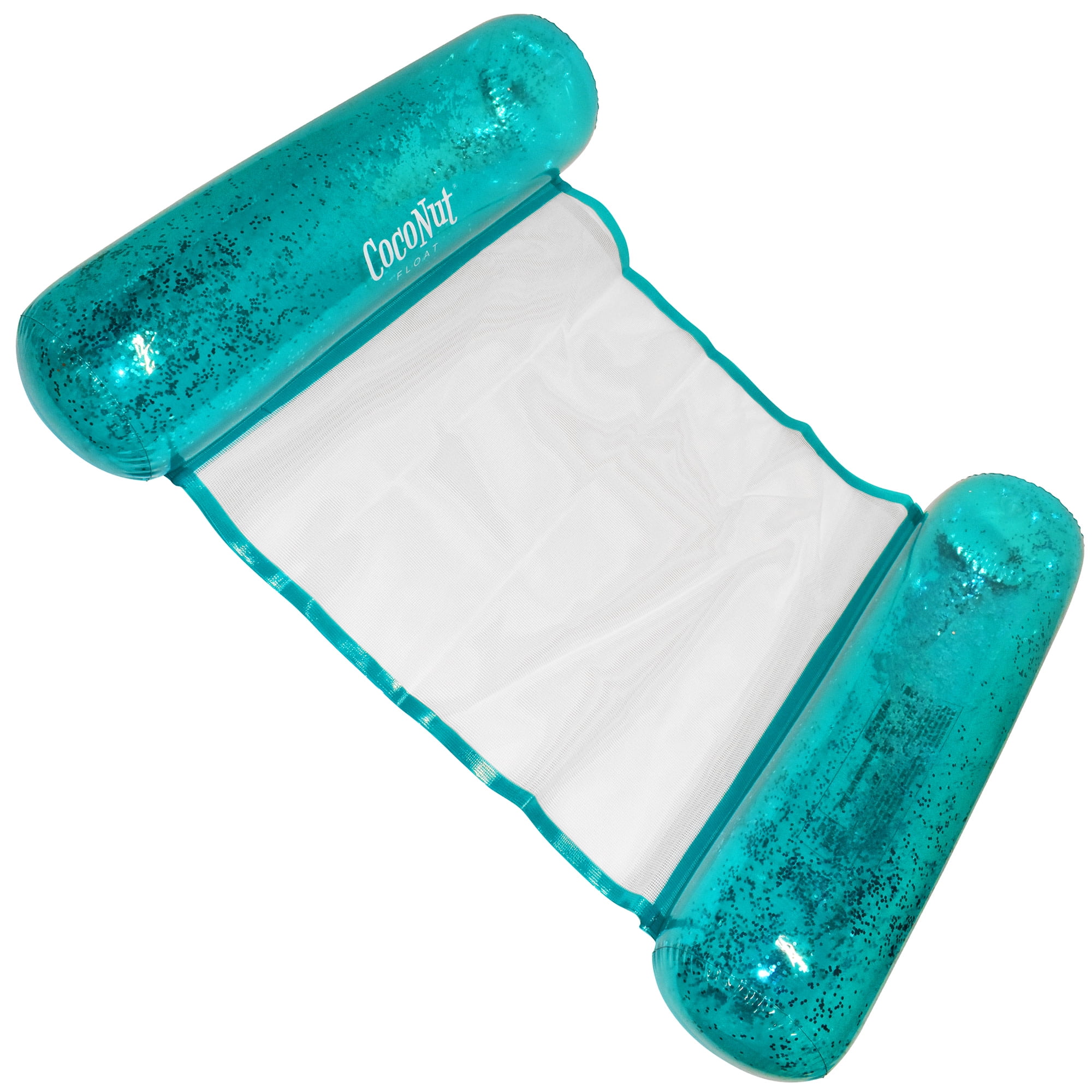 CocoNut Float: Aqua Glitter Hammock Pool Lounger - 49" x 30" Inflatable ...