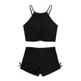 Big Girls Swimwear Tankini Solid Top Match Brief Casual Style Two Piece ...