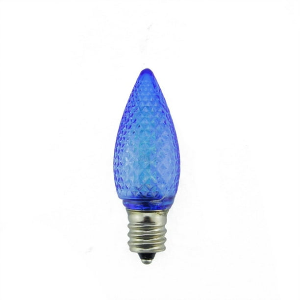 Pack of 4 Faceted Transparent Blue LED C7 Christmas Replacement Bulbs ...
