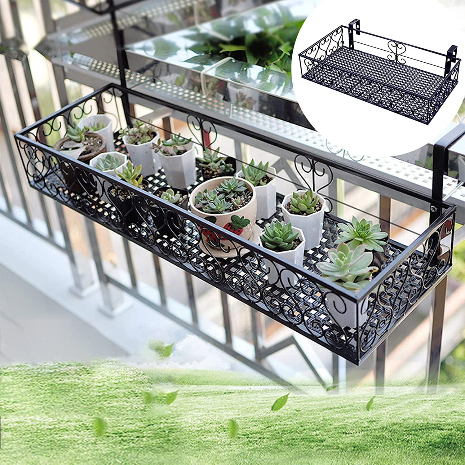 Balcony Hanging Planter Rack,Iron Balcony Plant Shelf,Balcony Metal ...