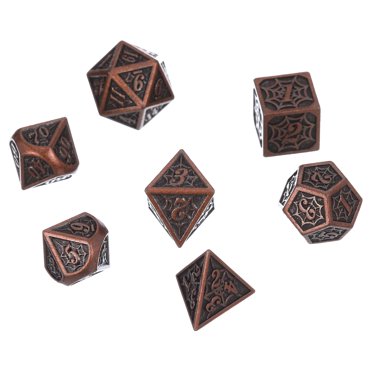 Haxtec Metal DND Dice Set D&D Spider Web Copper Teal Polyhedral Dice ...