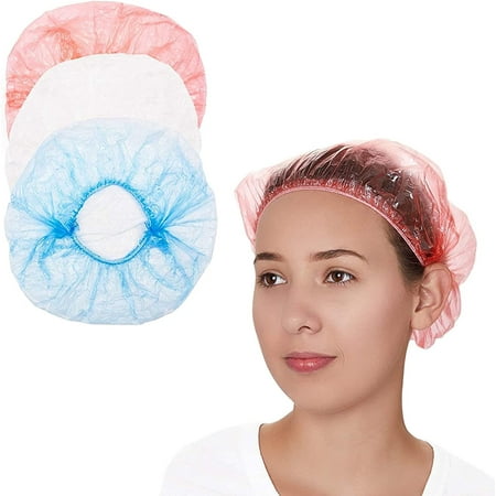 Disposable Shower Caps for Women, Hair Bonnets (3 Colors, 300 Pack ...