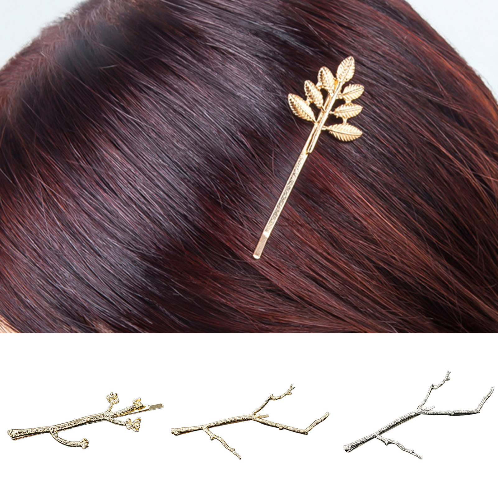 SPRING PARK Women Metal Leaf Hair Clip Vintage Princess Hairpin Hair ...