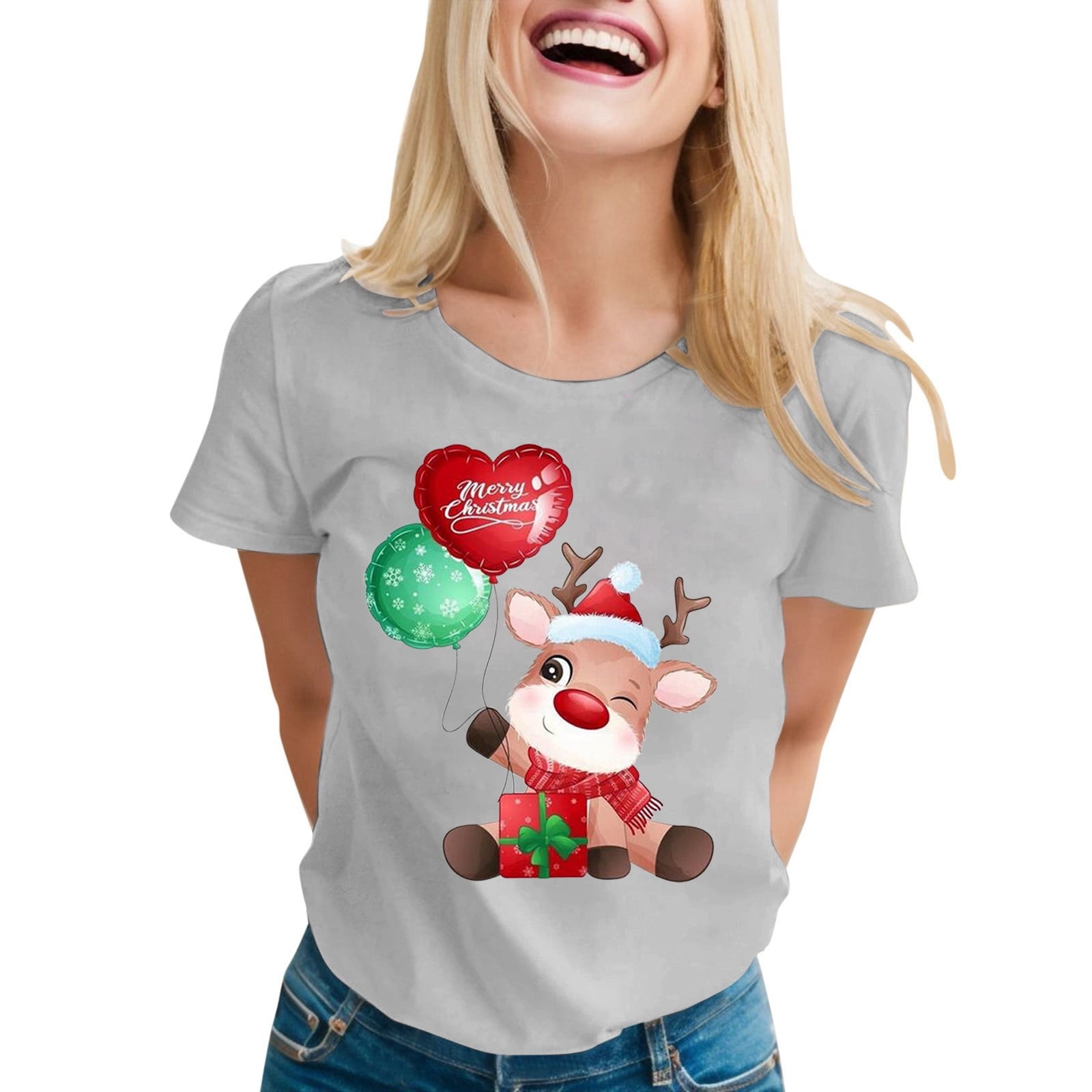 Click here for Zhangmingg Womens Casual Christmas Reindeer Print... prices