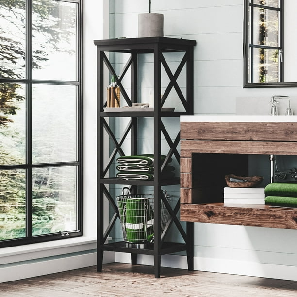 Riverridge X Frame Bath Collection 4 Shelf Storage Tower Espresso