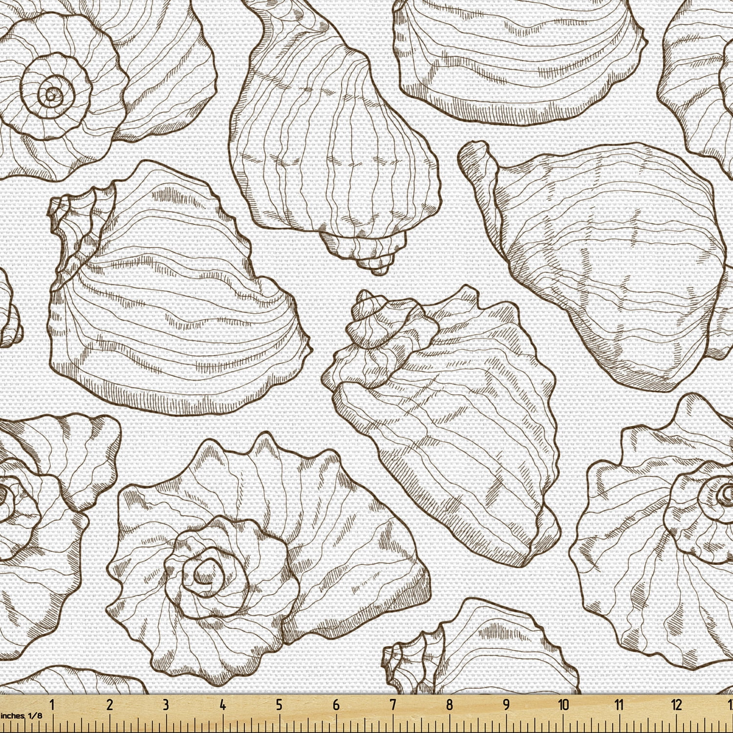 Shells Sofa Upholstery Fabric by the Yard, Detailed Linear Style Hand ...