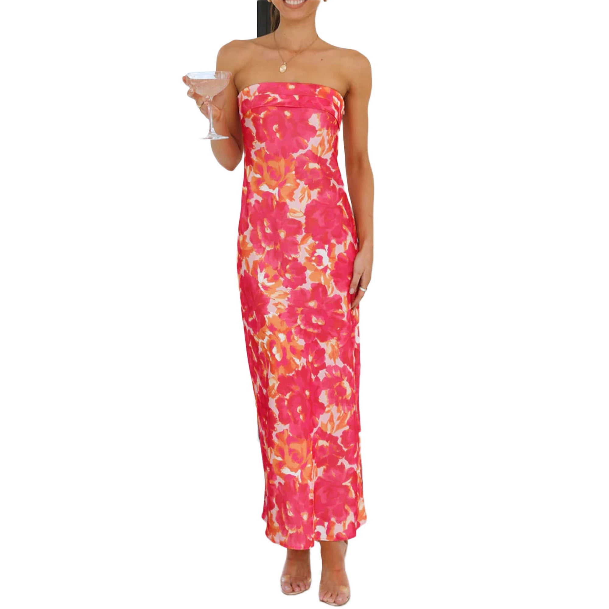 Click here for Fortune Women Elegant Floral Tube Dress Sleeveless... prices