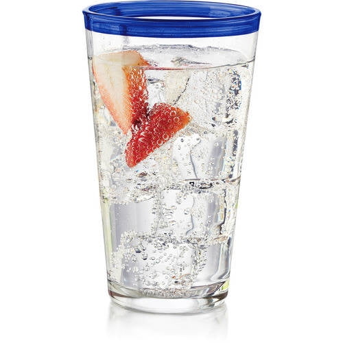 Libbey Glass Tumbler with Blue Rim - Walmart.com