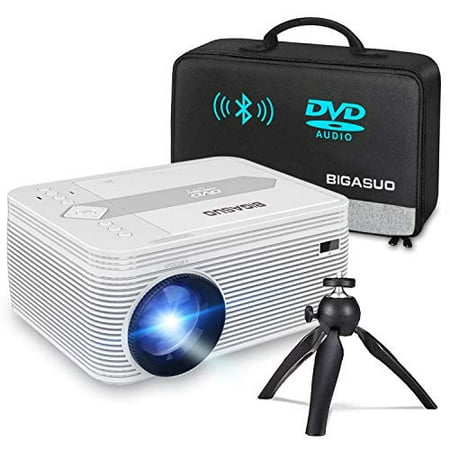 BIGASUO [2020 Upgrade] Bluetooth Full HD Projector Built in DVD Player ...
