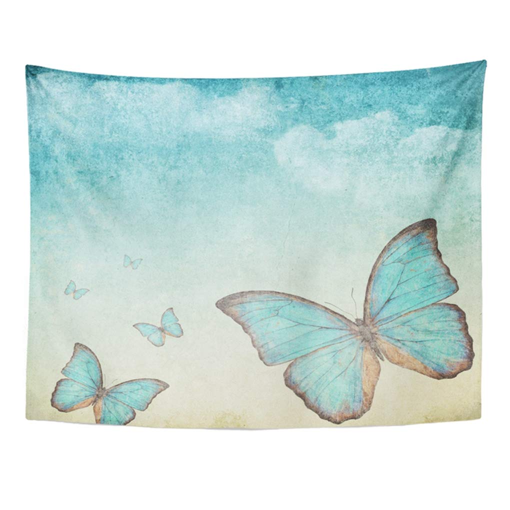 REFRED Watercolor Abstract Vintage with Blue Butterfly Retro Pastel ...