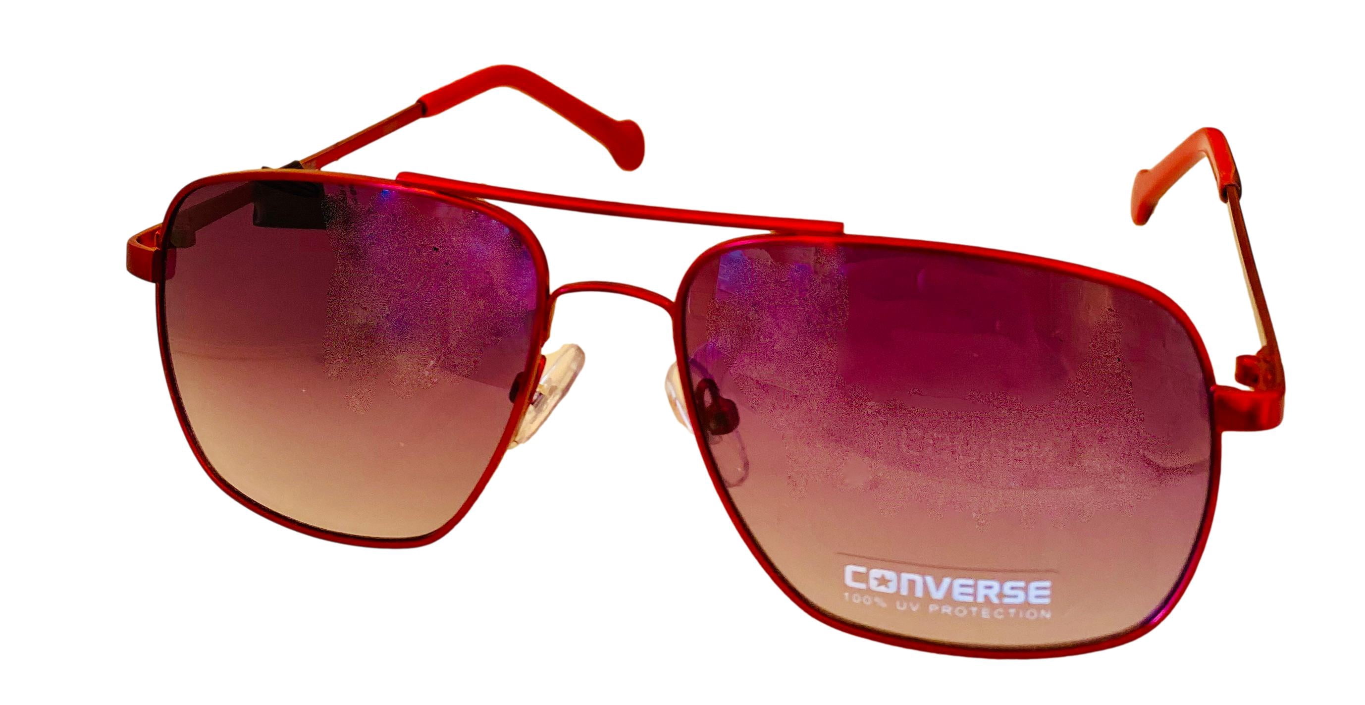 Converse Men Sunglass Red Rectangle Aviator Fashion Metal Green Lens ...