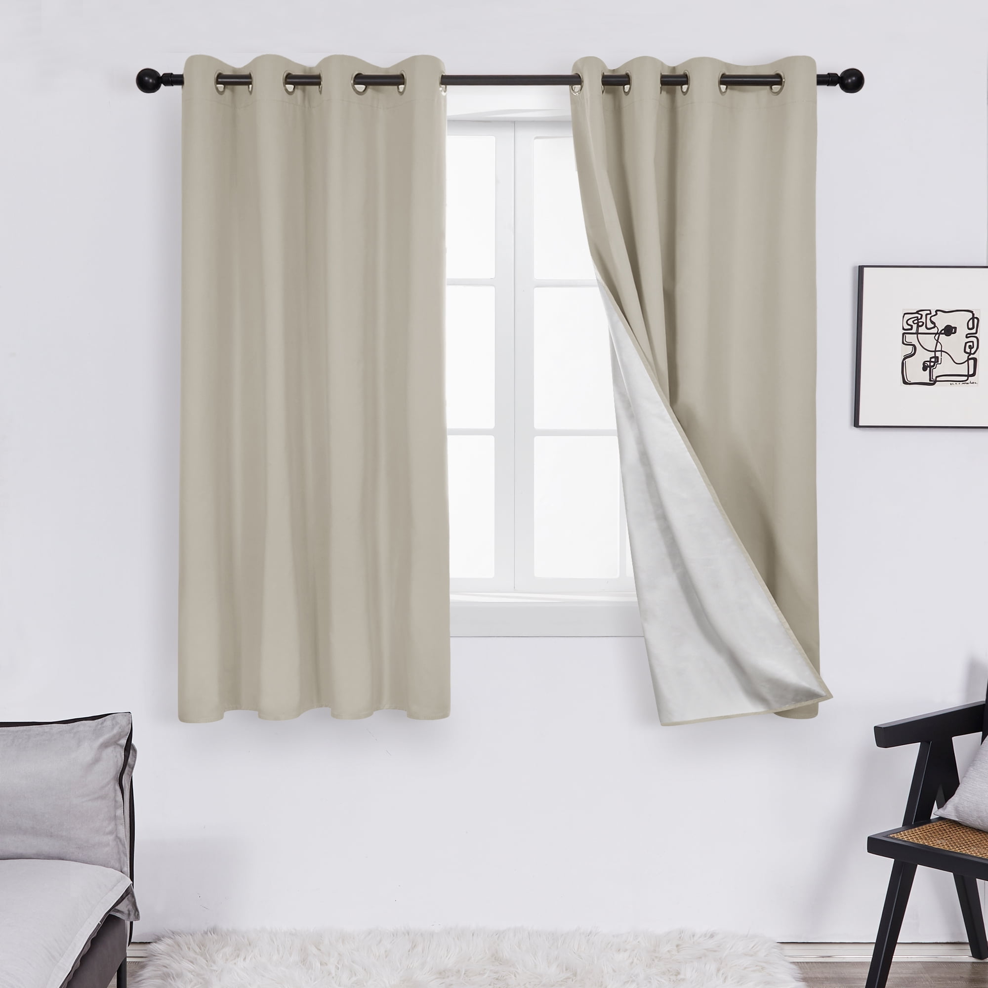 Deconovo Blackout Curtain Grommet Full Shading Curtain with Silver ...