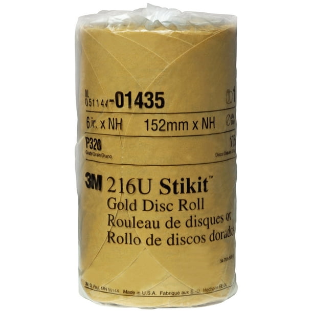 3M Stikit Gold Disc Roll, 01435, 6 in, P320, 175 discs per roll, 6 ...