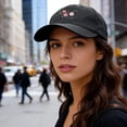 Baseball Cap Adjustable Hand Embroidered Flower Design Classic Womens ...