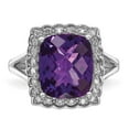 Sterling Silver Diamond & Amethyst Ring. Carat Wt- 0.14ct. Gem Wt- 5 ...