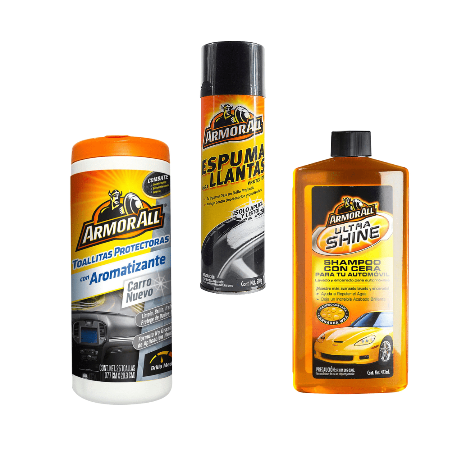 KIT COCHE Armor All Toallas + Shampoo + Espuma Llantas | Bodega Aurrera ...