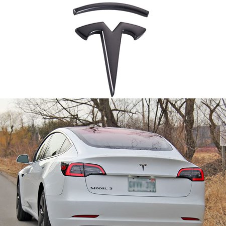Fit Tesla Trunk Emblem Sticker Rear Tailgate Badge Decal (Matt Black ...