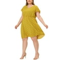 Agnes Orinda Womens Plus Size Summer V Neck Ditsy Floral Peplum Midi