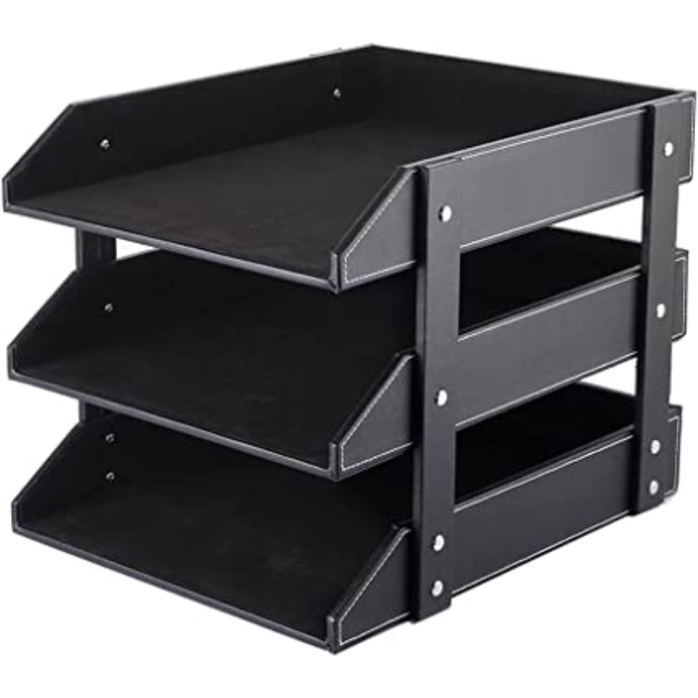 PEACNNG Document Paper Letter Tray, Leather Desktop File Sorter ...