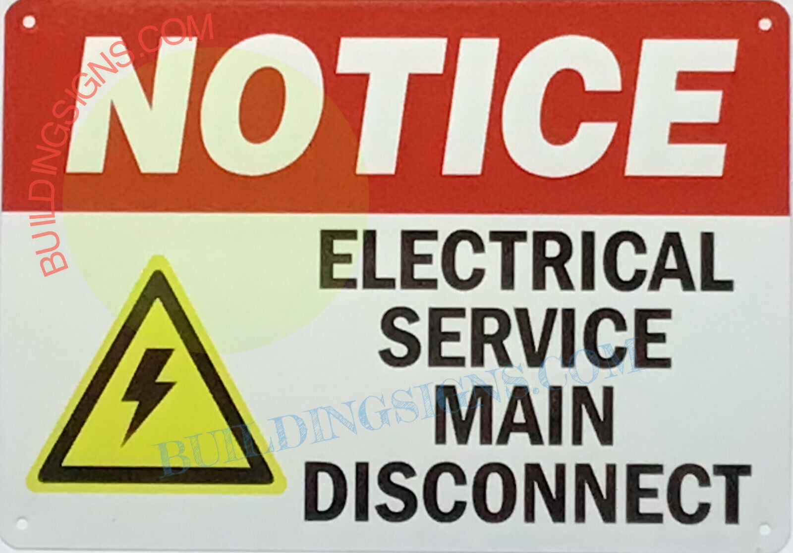 NOTICE ELECTRICAL SERVICE MAIN DISCONNECT (7x10,WHITE,ALUMINUM ...
