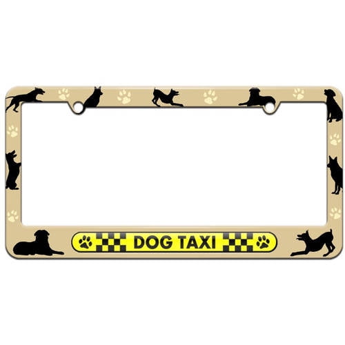 Dog Taxi, Paw Prints Checkered Logo License Plate Tag Frame, Multiple ...