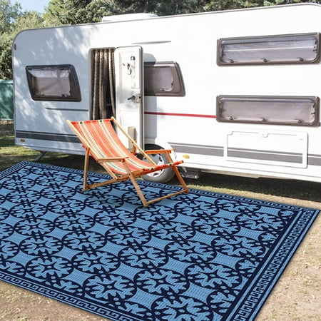 SJ LLC Outdoor Patio Mats, Waterproof RV Outdoor Rugs 9 x 12 Feet ...
