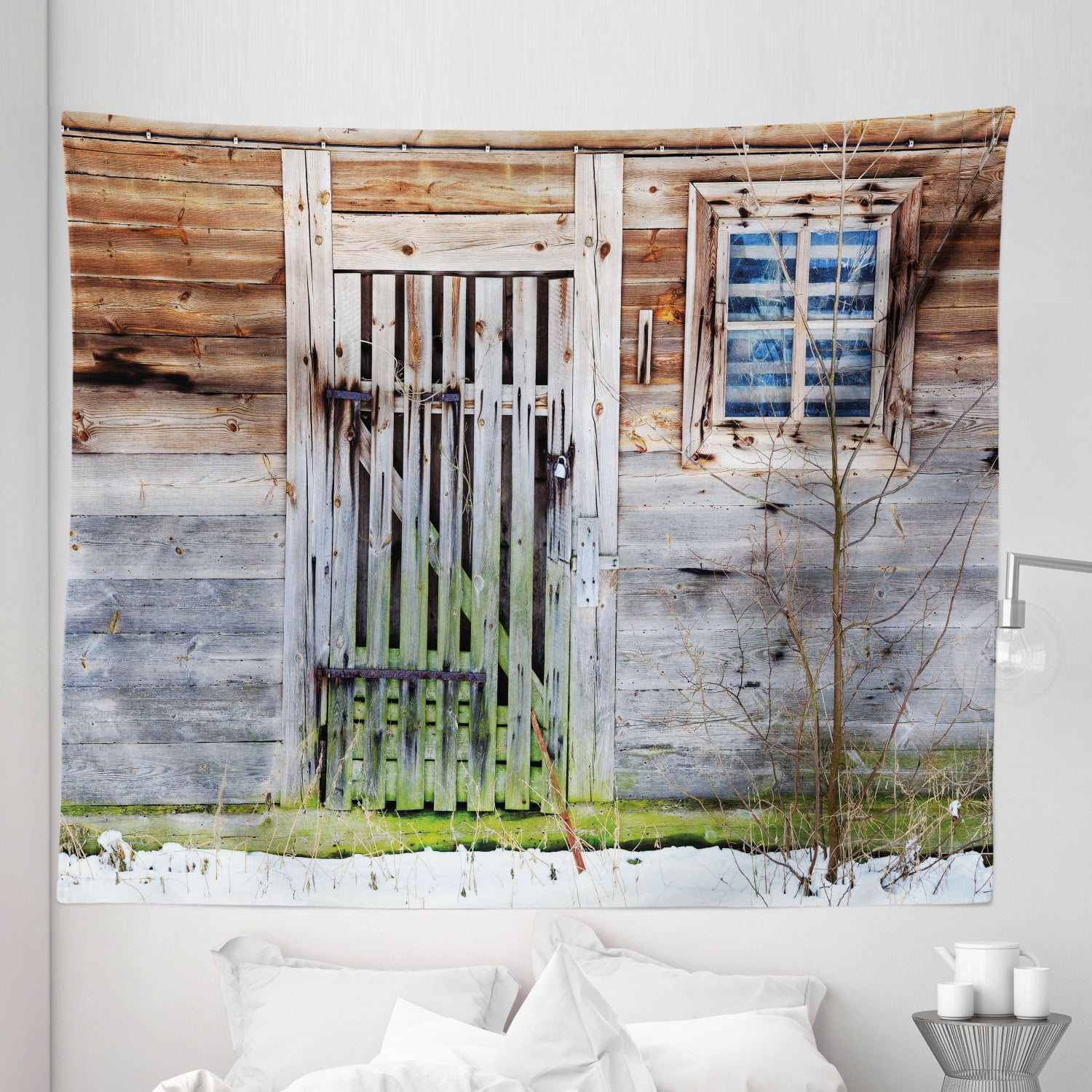 Prehistoric Country Tapestry, Retro Neglected Old Farmhouse Rustic ...