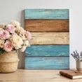 Brown Light Blue Wood Grain Canvas Wall Art for Living Room, Striped ...