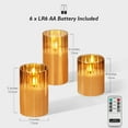 Rhytsing Gold Ribbed Glass Battery Operated LED Candles with Remote ...
