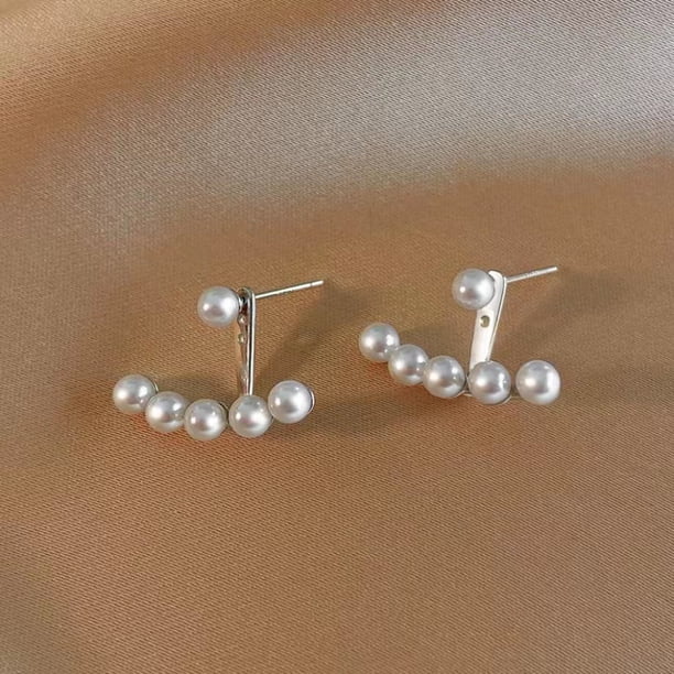 925 Sterling Silver Pearl Jacket Earrings for Women Teen Girls Pearl ...