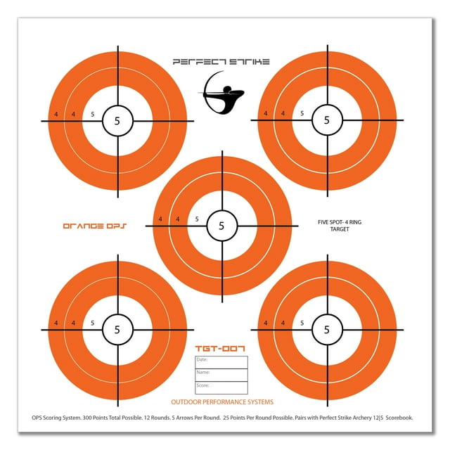 Perfect Strike ARCHERY System Targets. ORANGE OPS No. 007. Five Spot ...