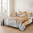 90x96in Quilt Bedding Set, Autumn Forest Watercolor Leaf Lightweight ...
